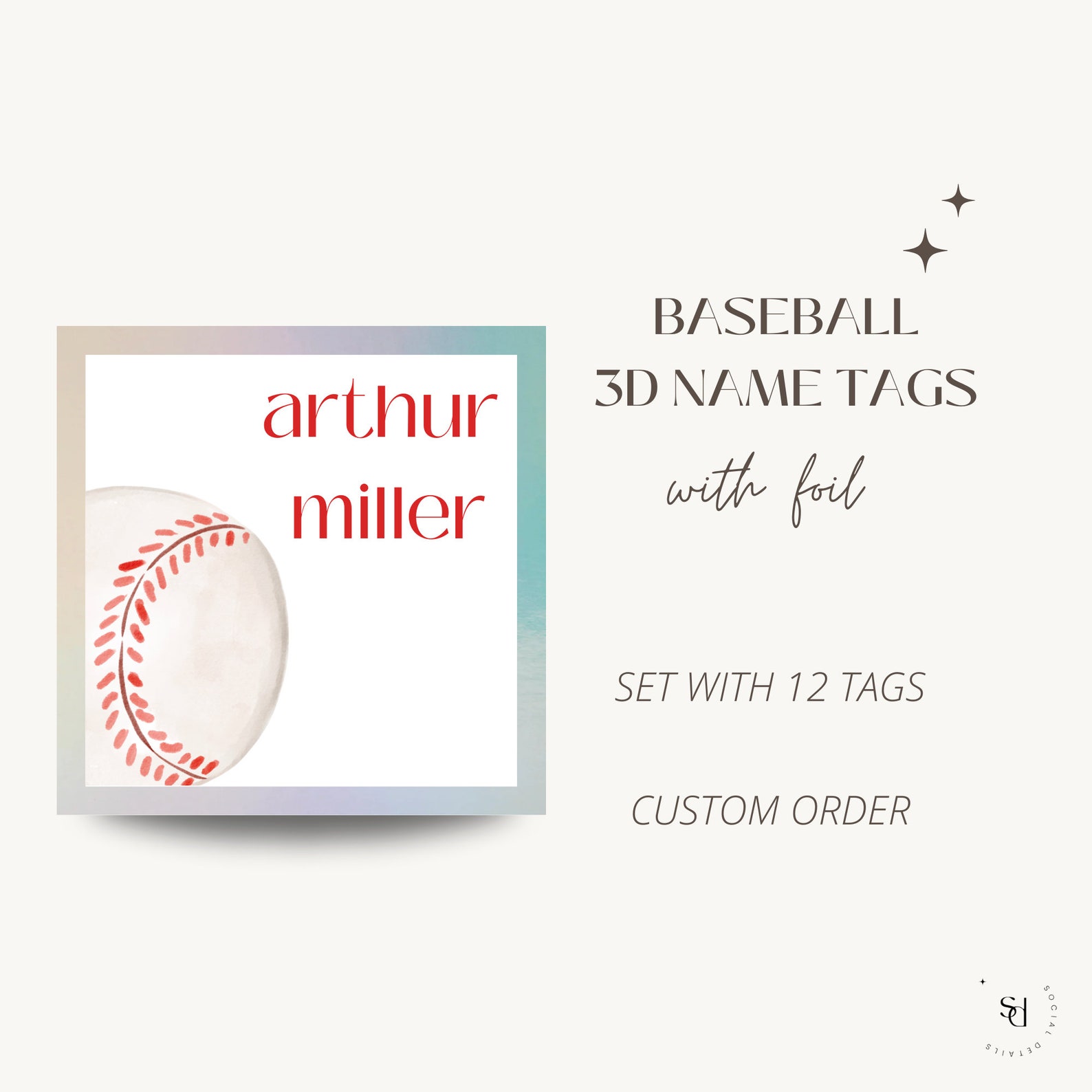 Baseball Gift Tags, 3D Gift Tags, Personalized Gift Tags, Custom Order ...