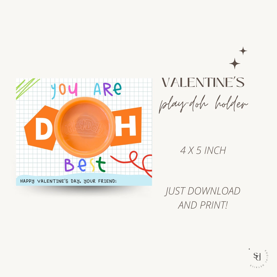 Valentine's Play-doh Holders, Printable Holiday Class Gifts, Small Gift ...
