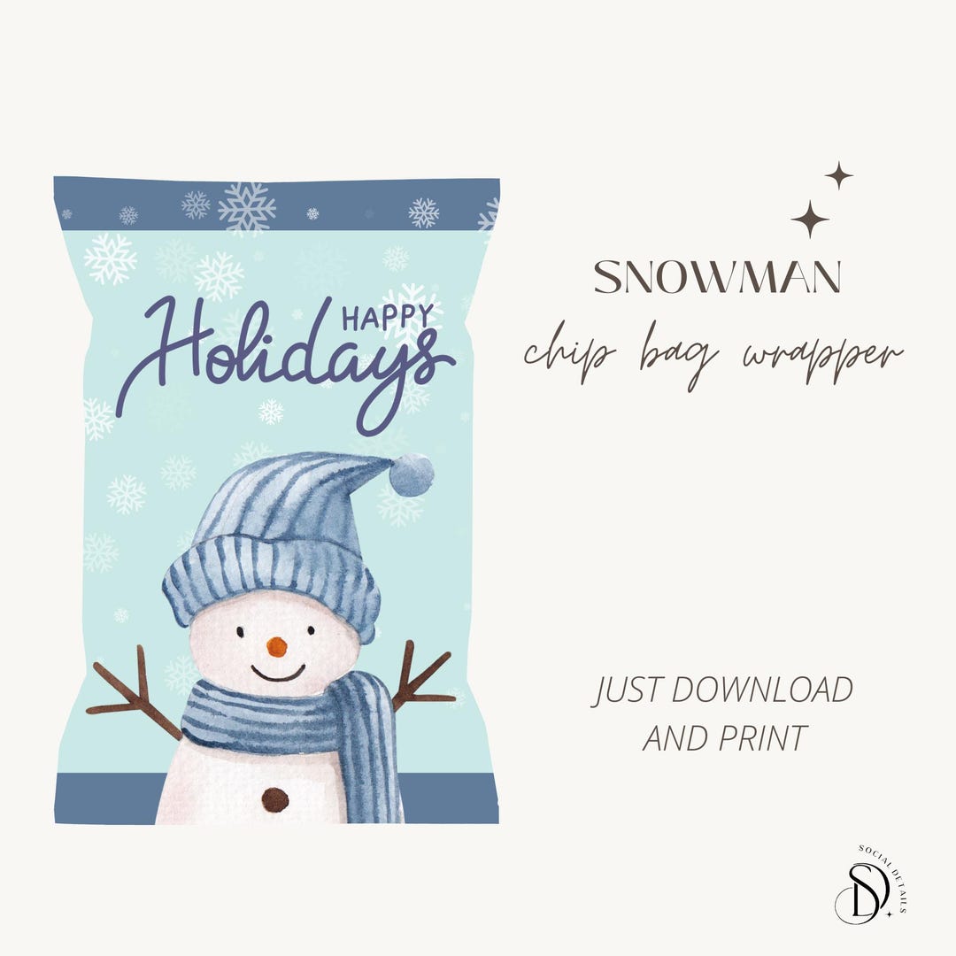 Christmas Printables Chip Bag Wrapper Christmas Favors Christmas Chip ...