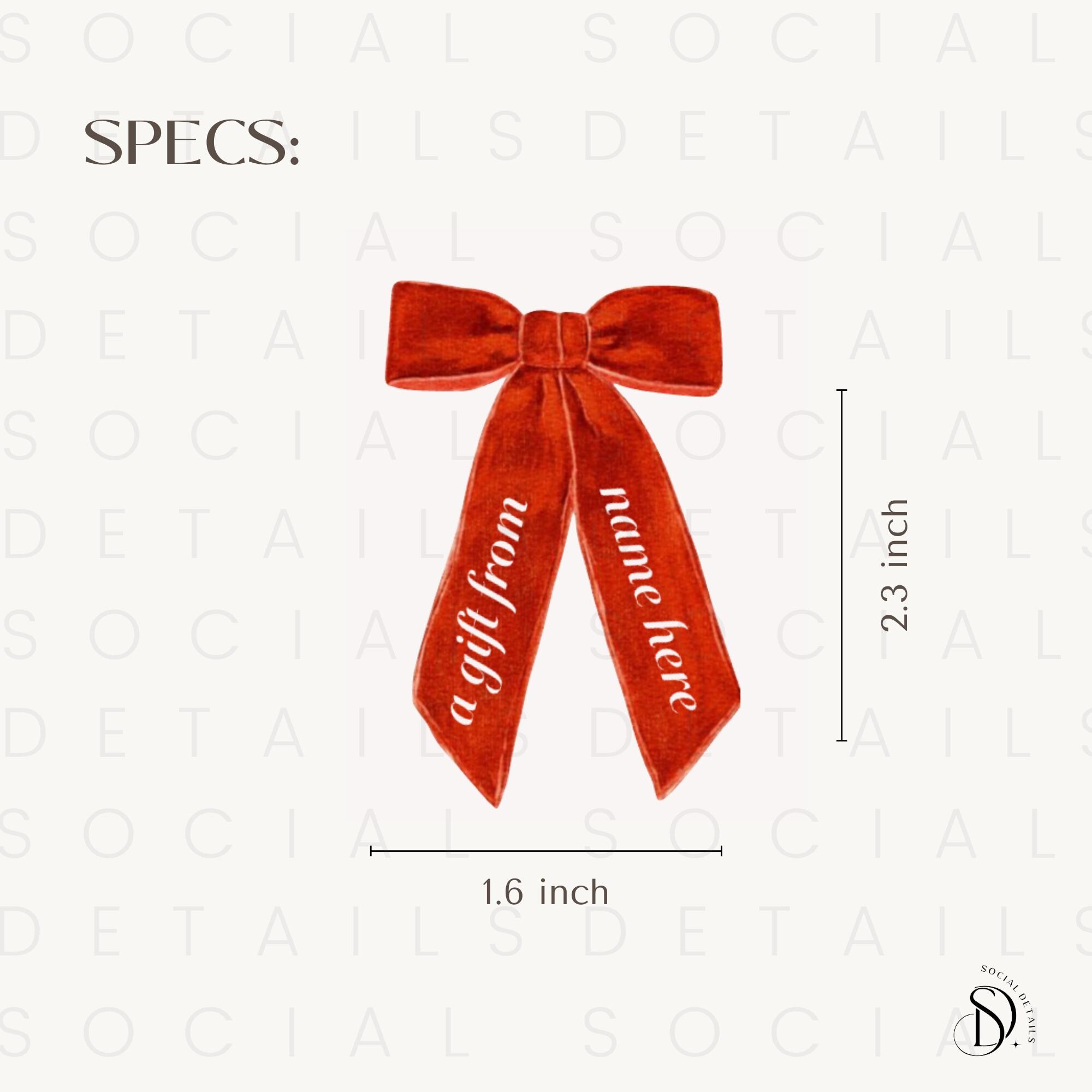 Red Bow Stickers for Gifts, Christmas Sticker Tags, Custom Decals for ...