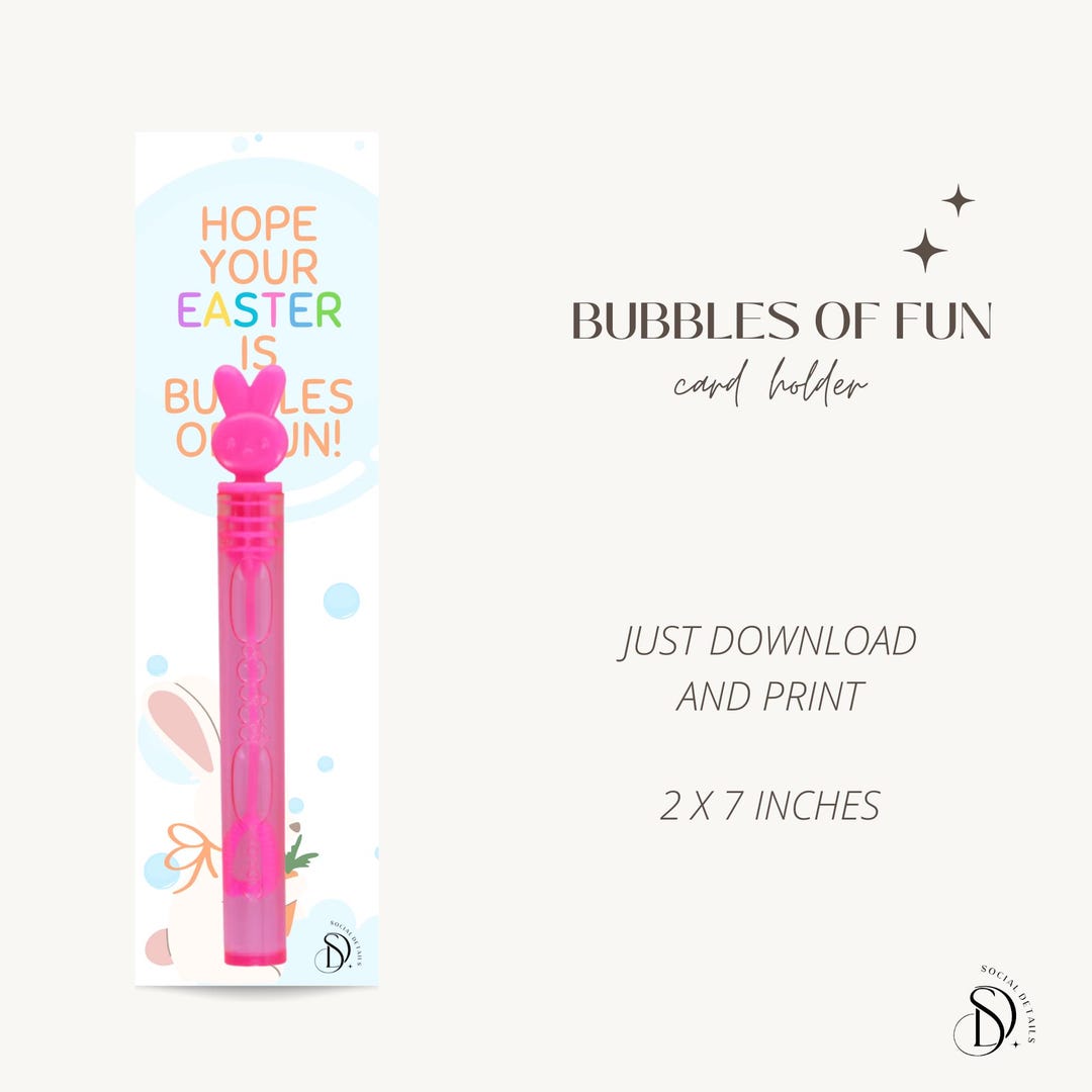 Printable Easter Favors, Bubbles Card Holders, Instant Download, DIY ...