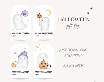 Halloween Favor Tags, Trick or Treat Favor Tags, Treat Bags, Printable ...