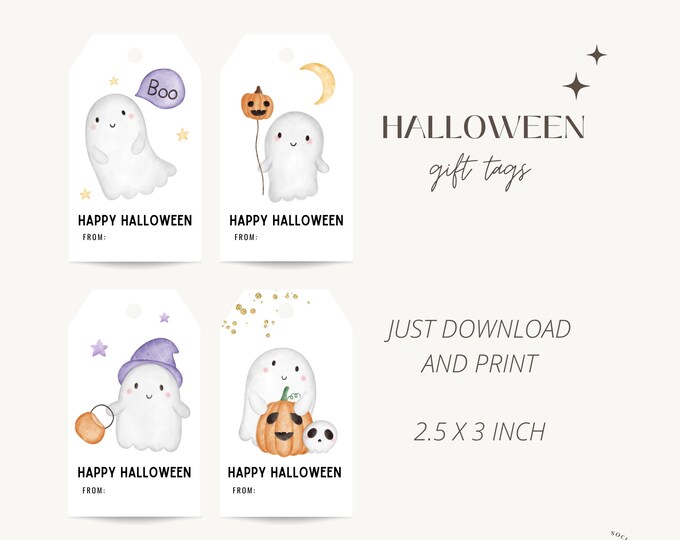 Halloween Favor Tags, Trick or Treat Favor Tags, Treat Bags, Printable ...