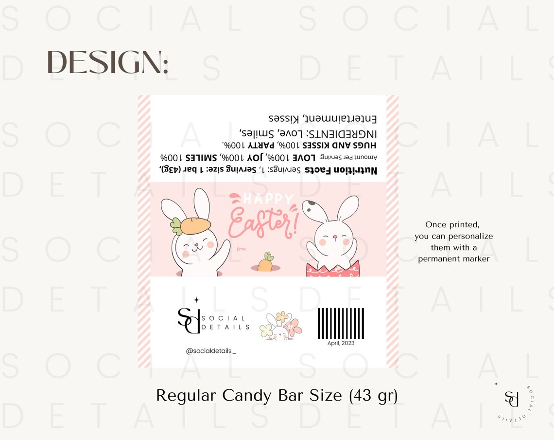 Easter Chocolate Wrapper, Printable, Chocolate Wrapper, INSTANT DOWNLOAD, Digital PDF, Easter ...