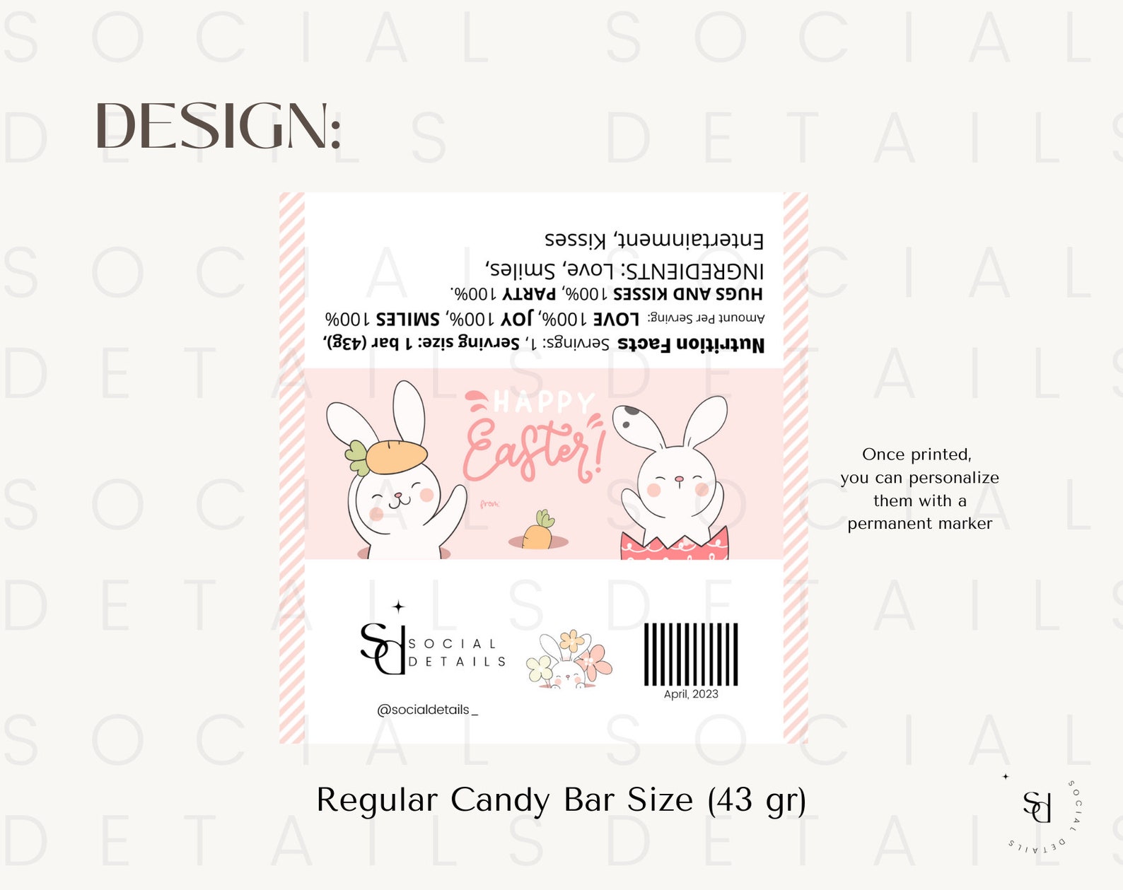 Easter Chocolate Wrapper, Printable, Chocolate Wrapper, INSTANT ...