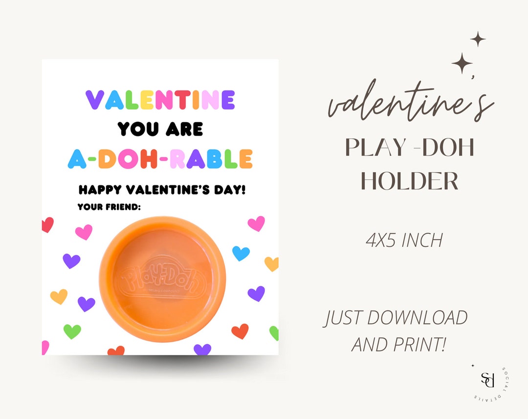 Valentine's Play-doh Holders, Printable Holiday Class Gifts, Small Gift ...