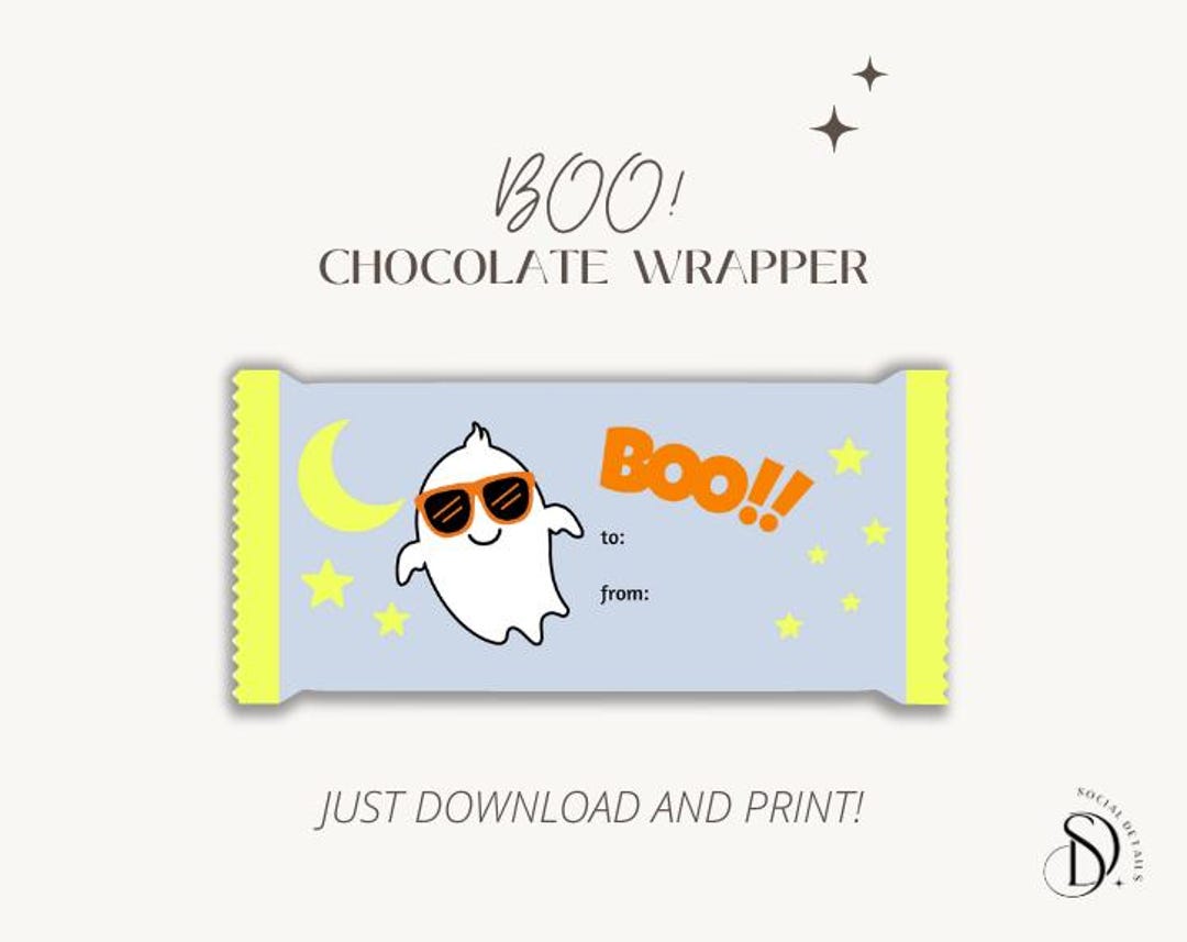 Printable Halloween Candy Wrapper, Instant Download, DIY Chocolate ...