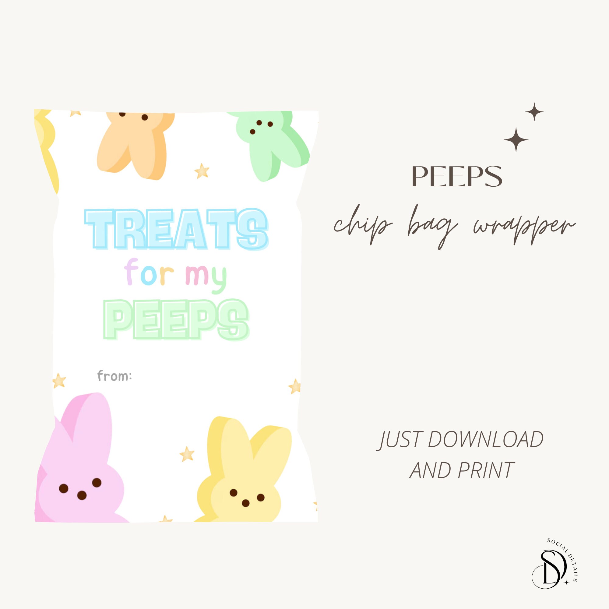 Printable Peeps Chip Bags, Instant Download, Easter Favors, Easter Chip ...