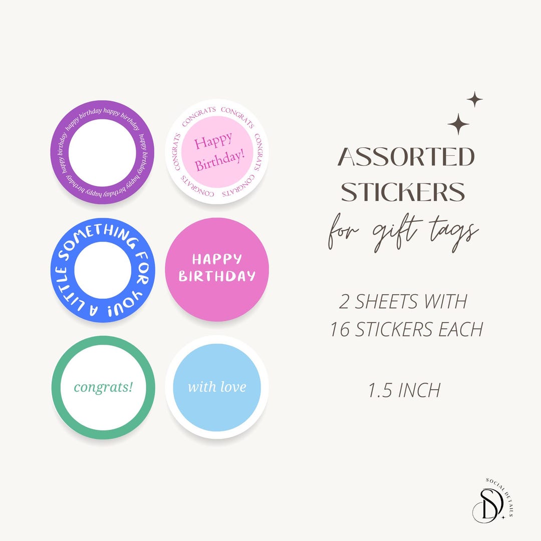 Birthday Gift Stickers: Matte Vinyl Decals for Tags - Etsy