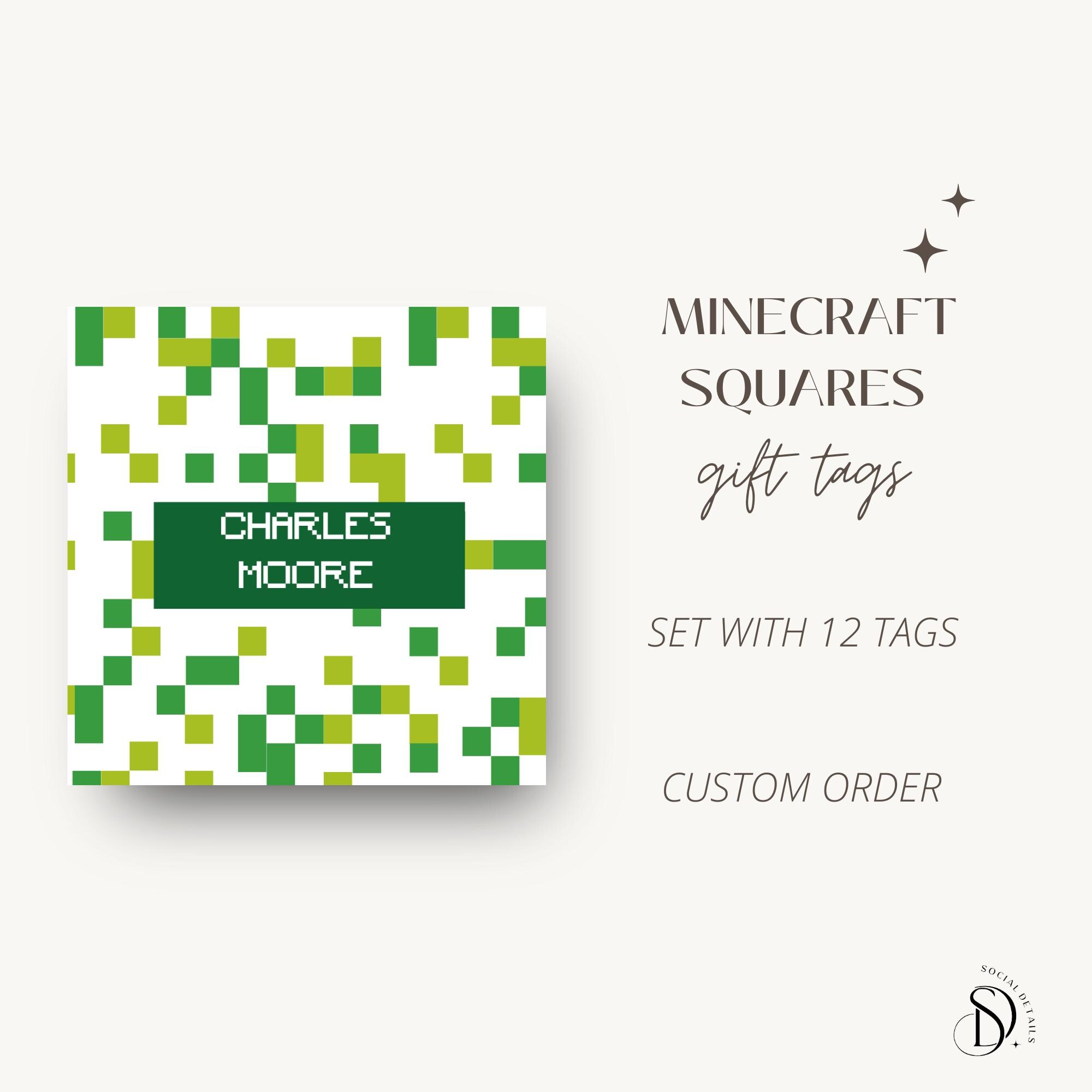 Minecraft Gift Tags, Custom Name Tags for Gifts, Personalized Birthday ...