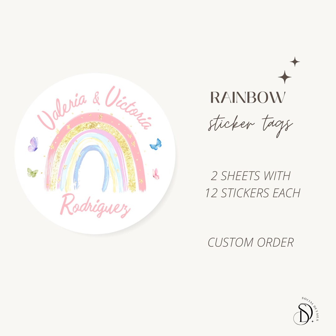 Personalized Rainbow Birthday Stickers: Glossy Name Labels - Etsy