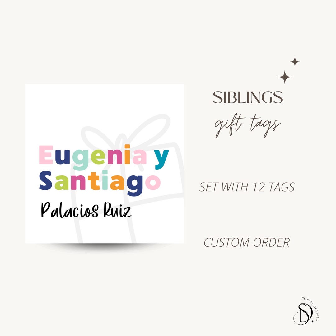Custom Gift Tags, Siblings Name Tags for Gifts, Set of 12, Birthday ...