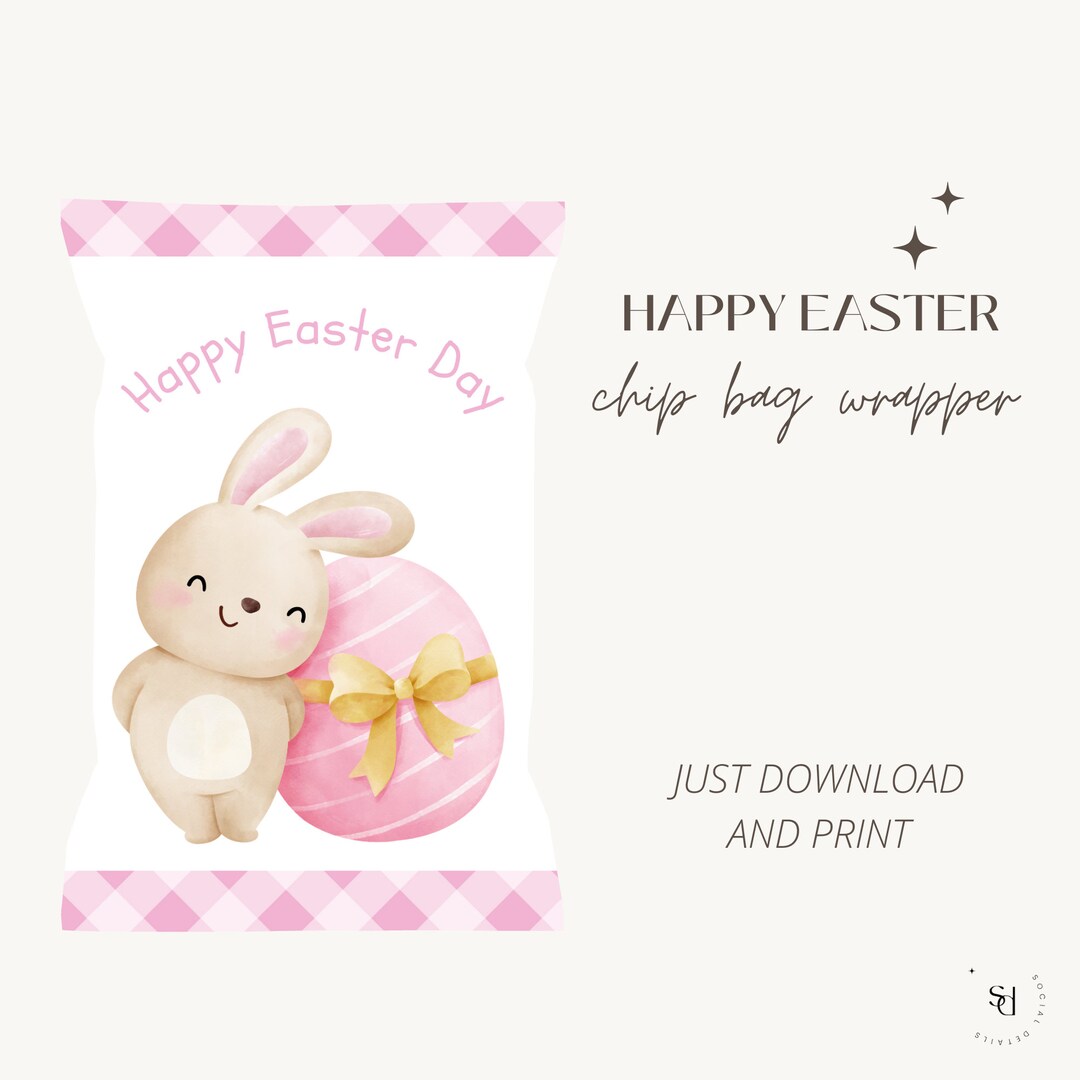 Happy Easter Day Chip Bag Wrapper, PRINTABLE Chip Bag Favor, Potato ...