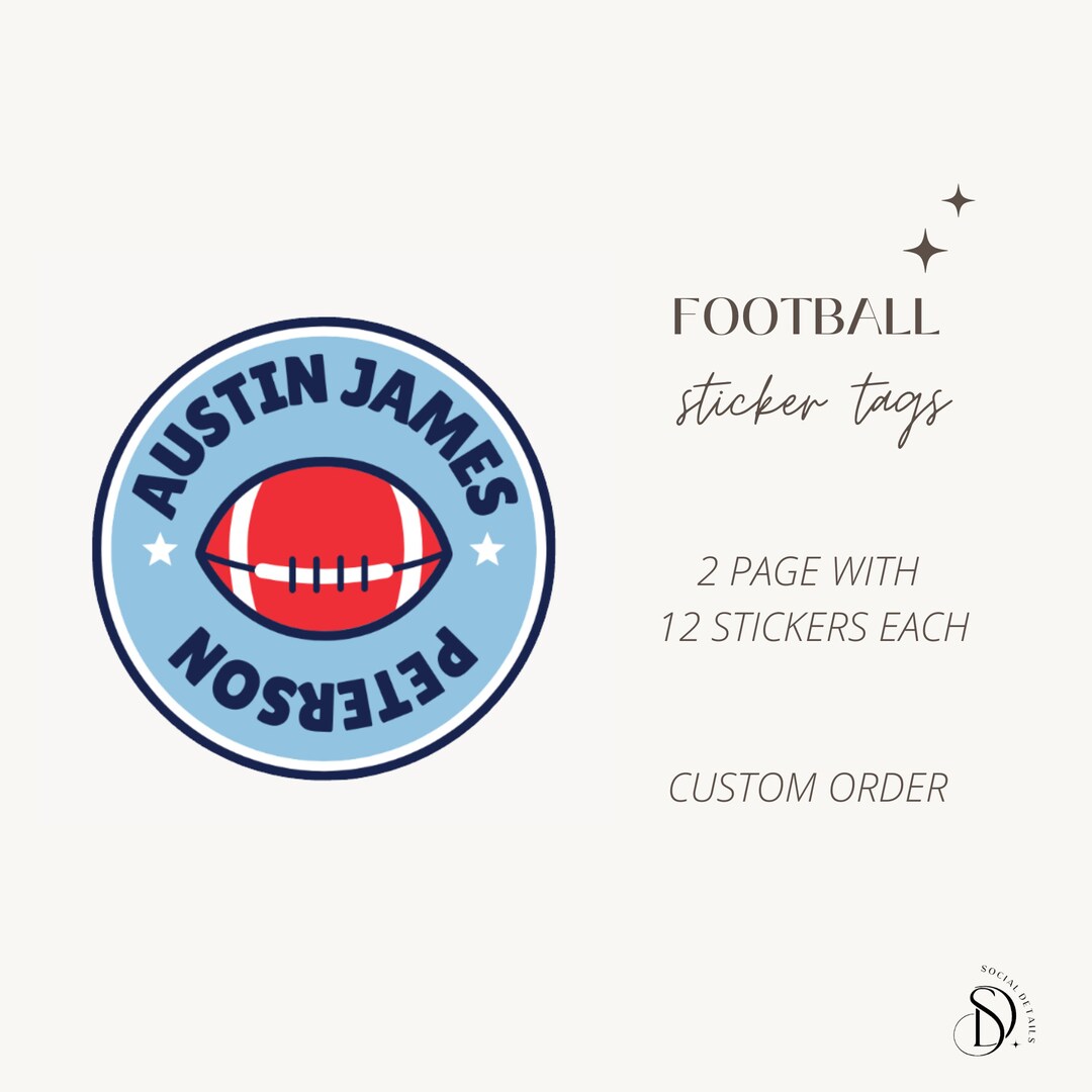 Football Stickers, Custom Football Stickers, Name Stickers, Name Labels ...