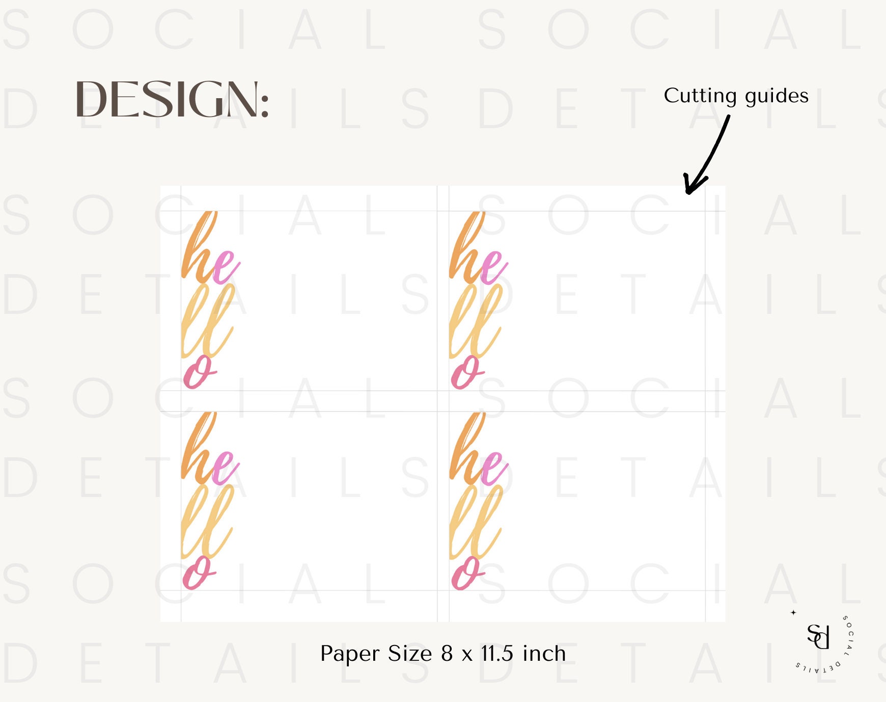 Printable Note Cards, Instant Download, Hello Notes, Printable ...