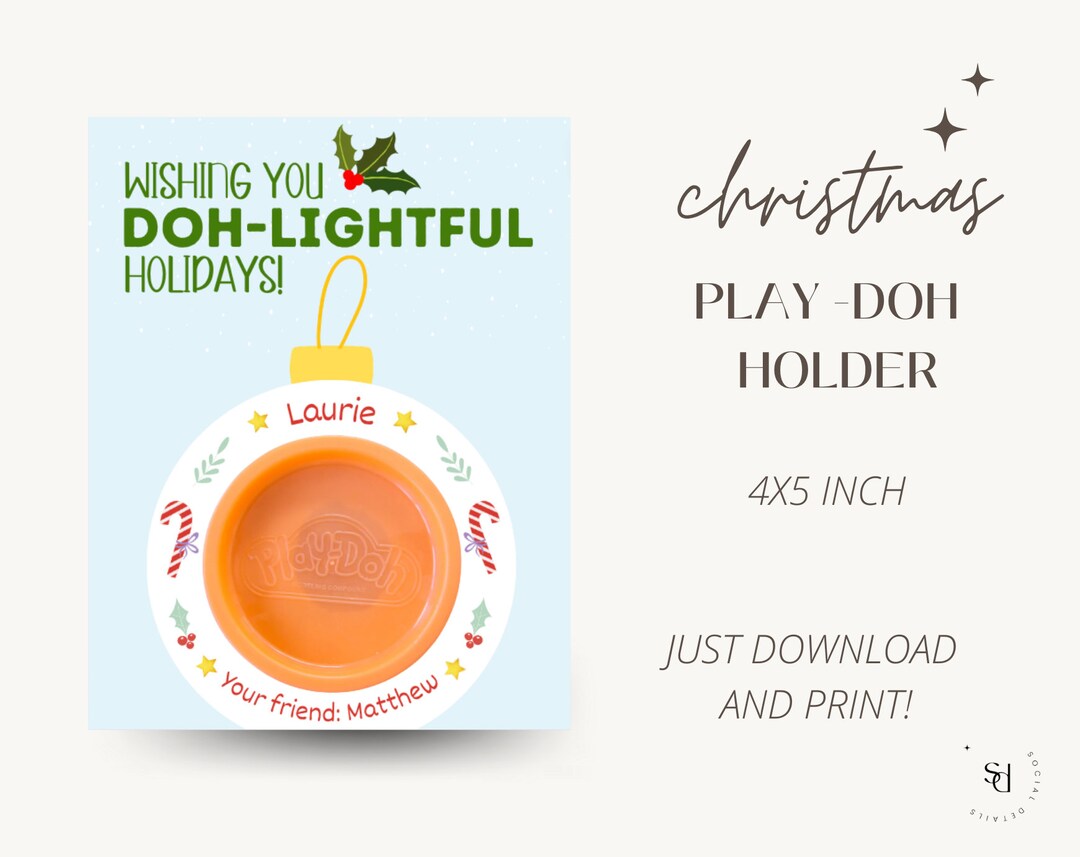 Christmas Play-doh Holders, Printable Holiday Class Gifts, Small Gift ...