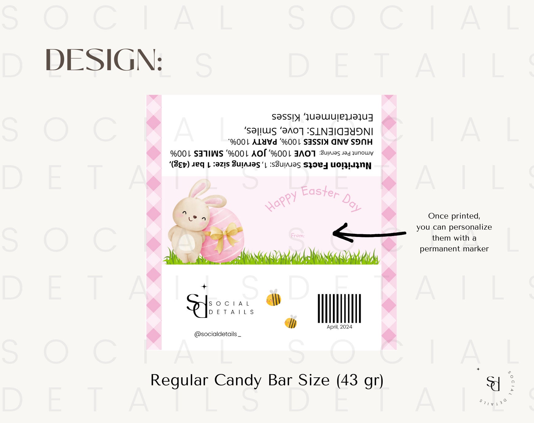 Easter Day Chocolate Wrapper, Printable Chocolate Wrapper, INSTANT ...