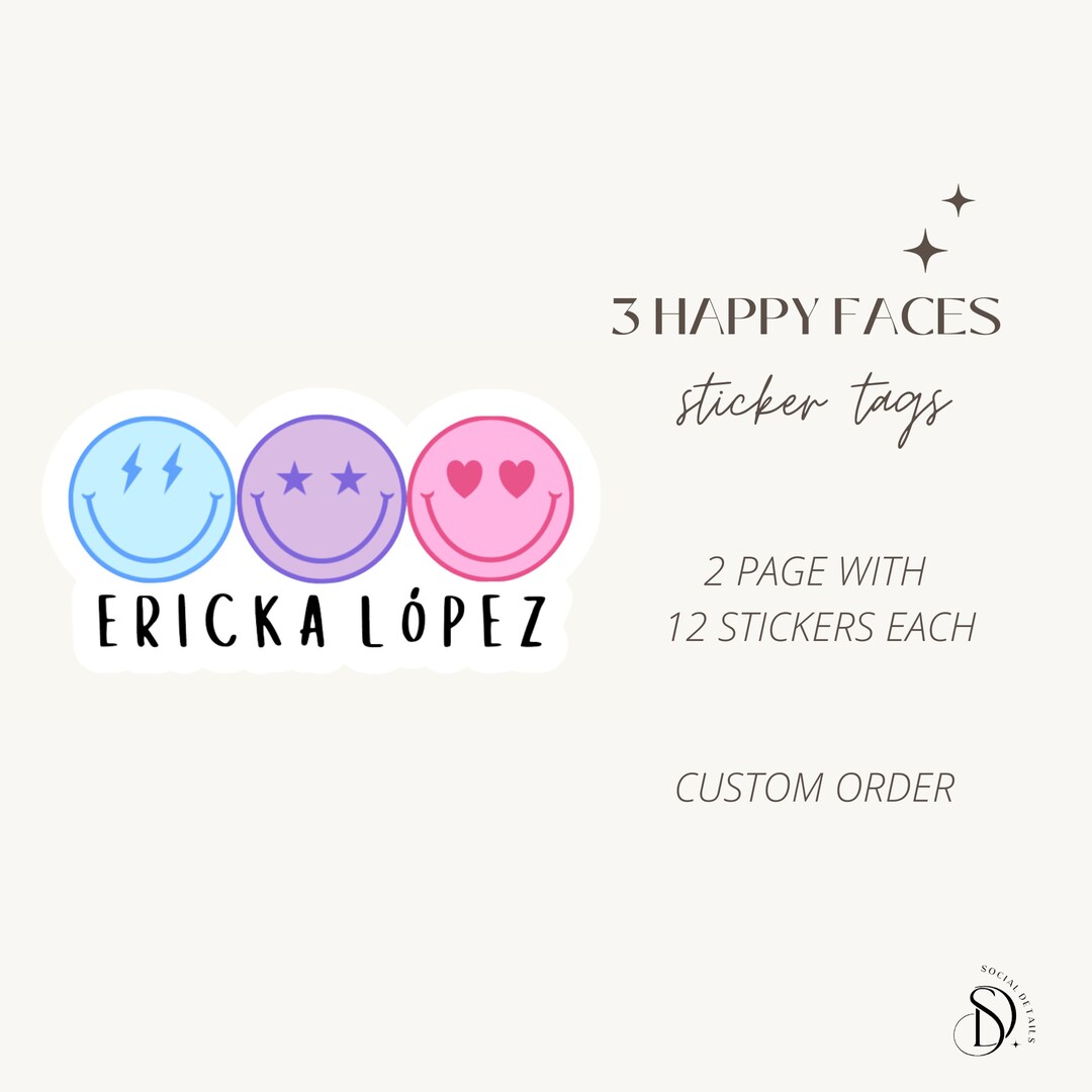 Birthday Stickers Happy Face Stickers Custom Stickers for Kids Name ...