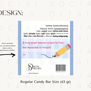 Teacher Appreciation Chocolate Wrapper, Printable Wrappers, INSTANT ...