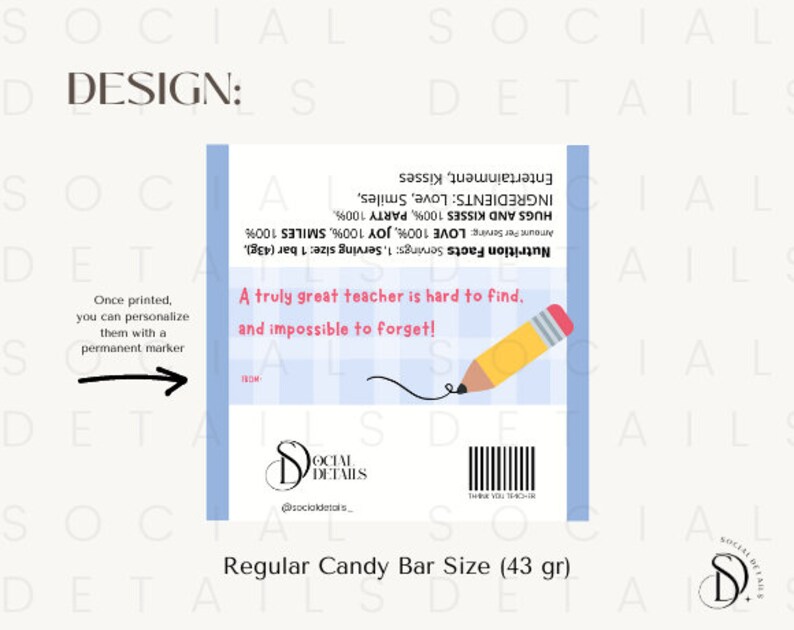 Teacher Appreciation Chocolate Wrapper, Printable Wrappers, INSTANT ...