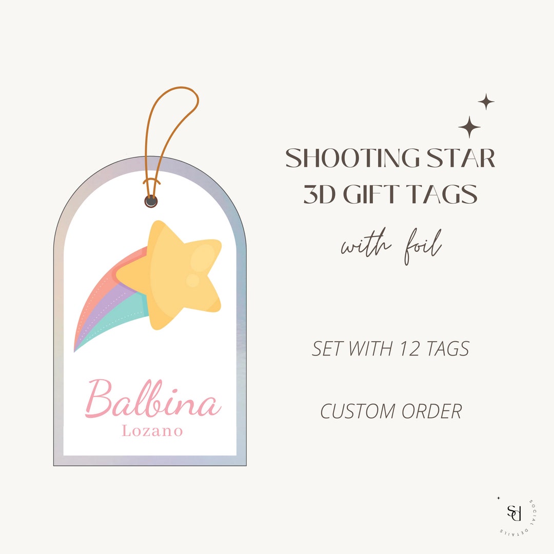 Personalized 3D Gift Tags, Shooting Star Gift Tags, Custom Arched Gift ...