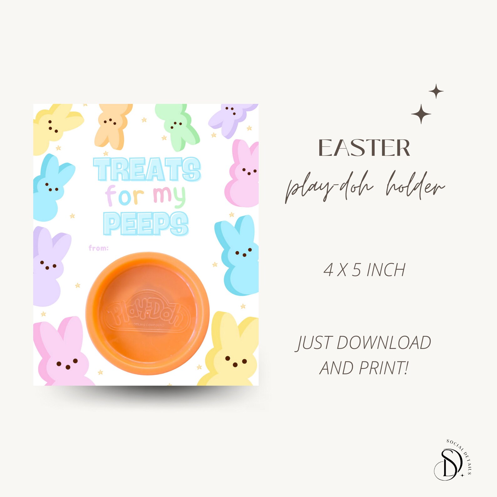 Easter Play-doh Holder, Kids Play-doh Printable, Teacher Classroom Play ...