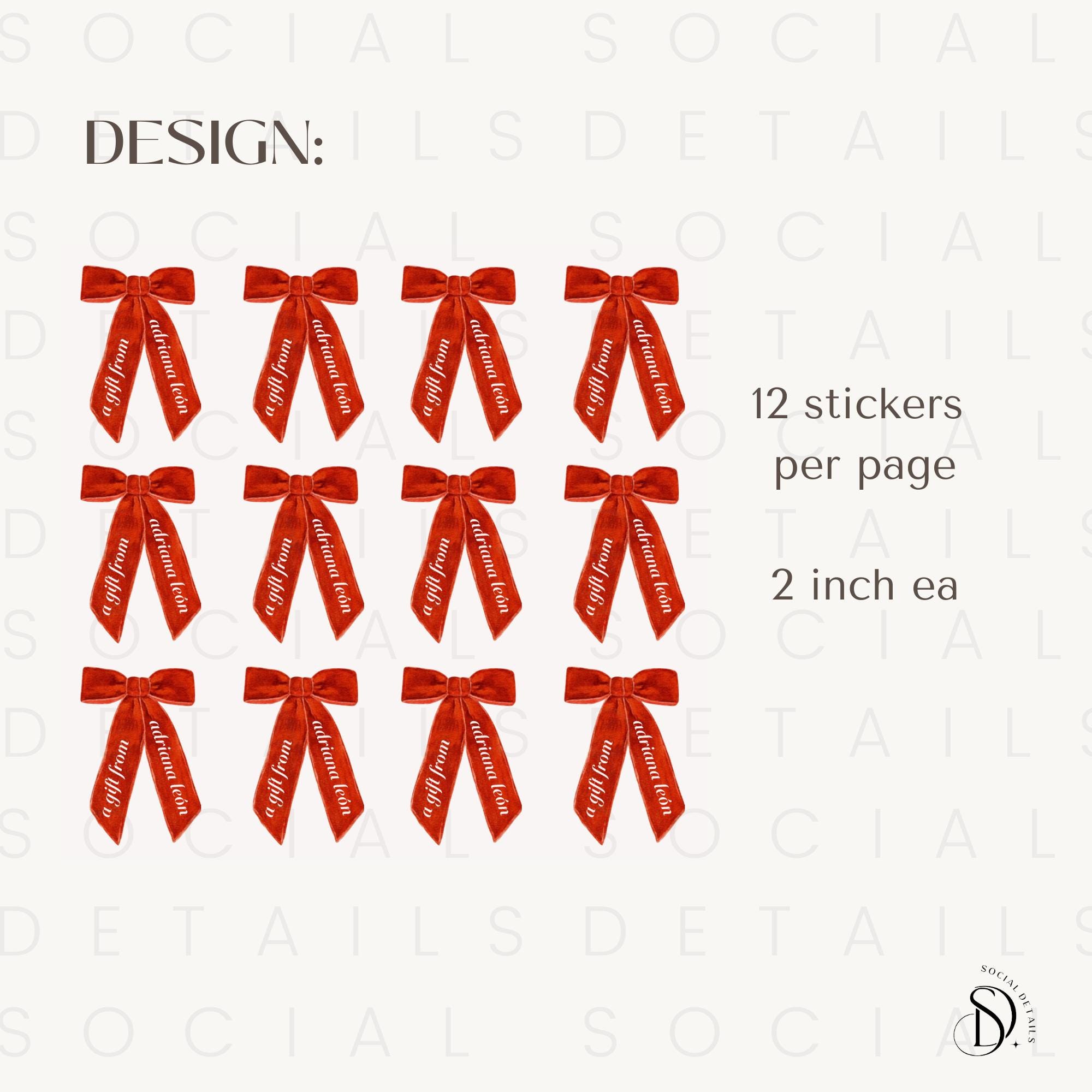 Red Bow Stickers for Gifts, Christmas Sticker Tags, Custom Decals for ...