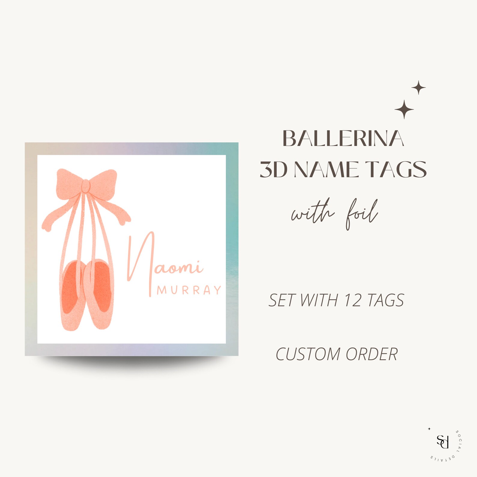Ballet Shoes Gift Tags, 3D Gift Tags, Custom Order, Personalized Ballet ...