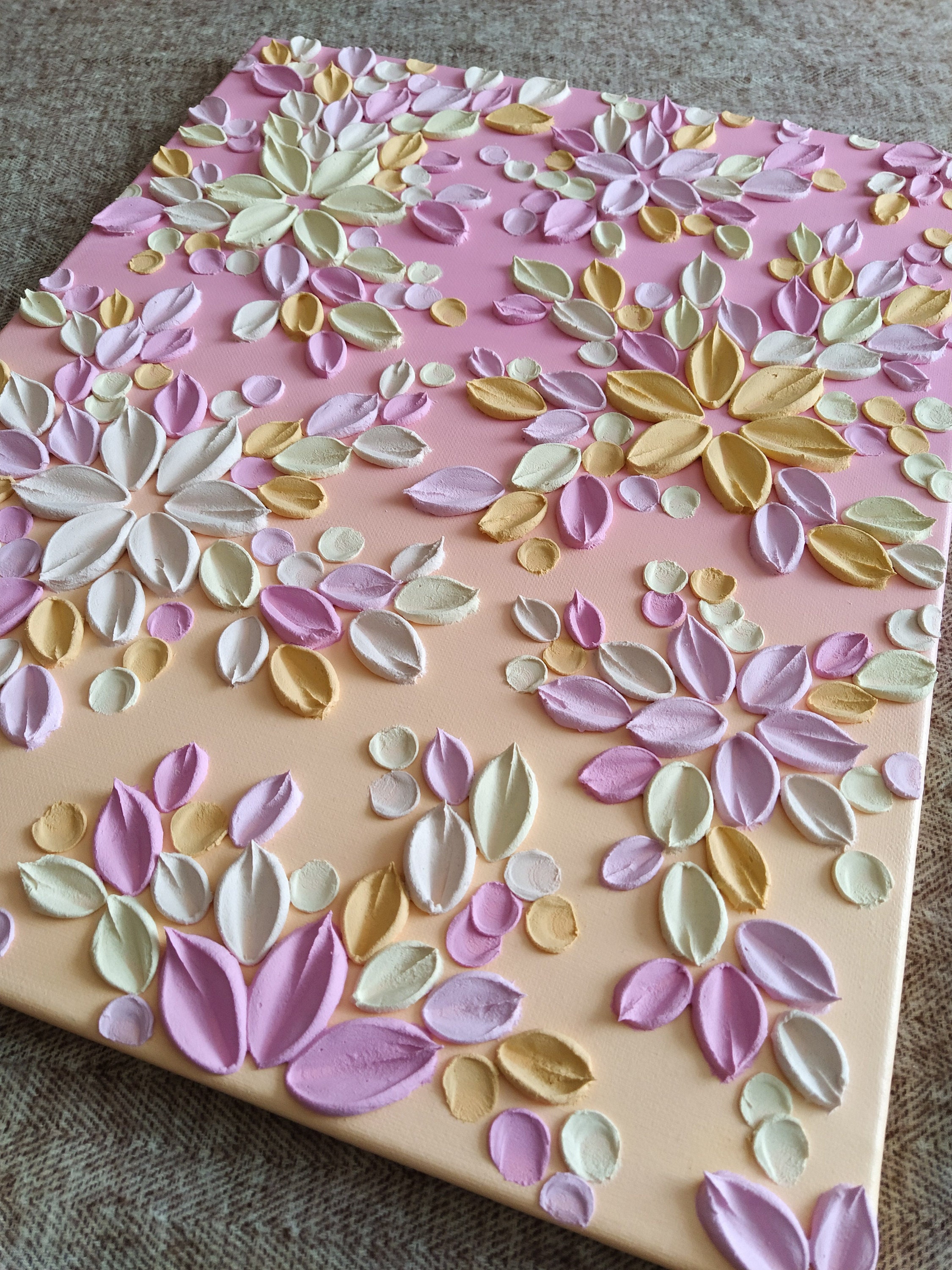 Textured Painting. Texture Floral Art. Textured Flower Painting. Wall ...