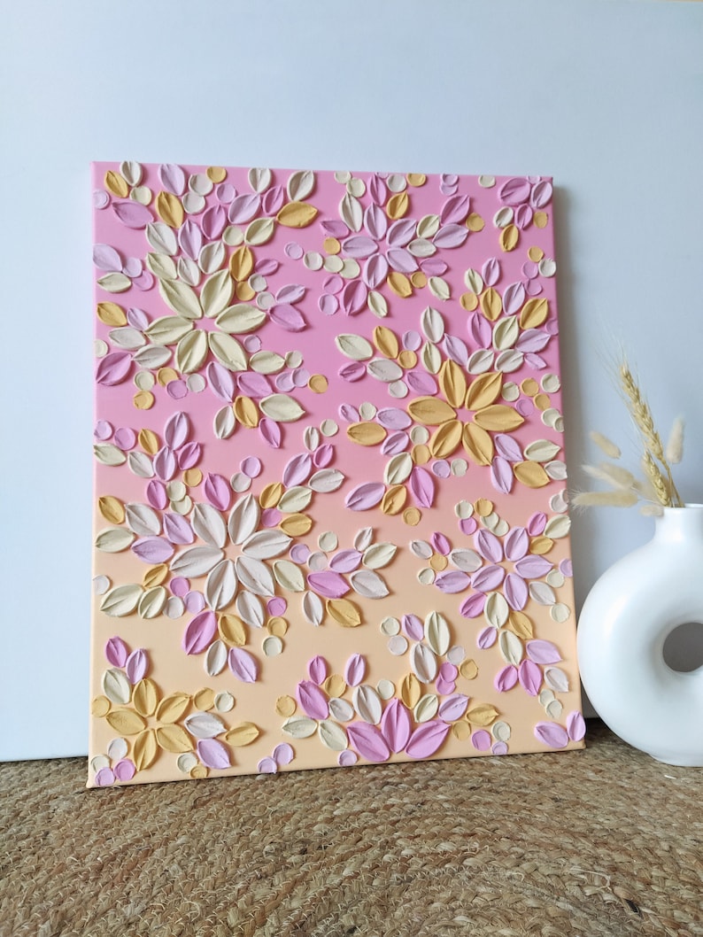 Textured Painting. Texture Floral Art. Textured Flower Painting. Wall ...