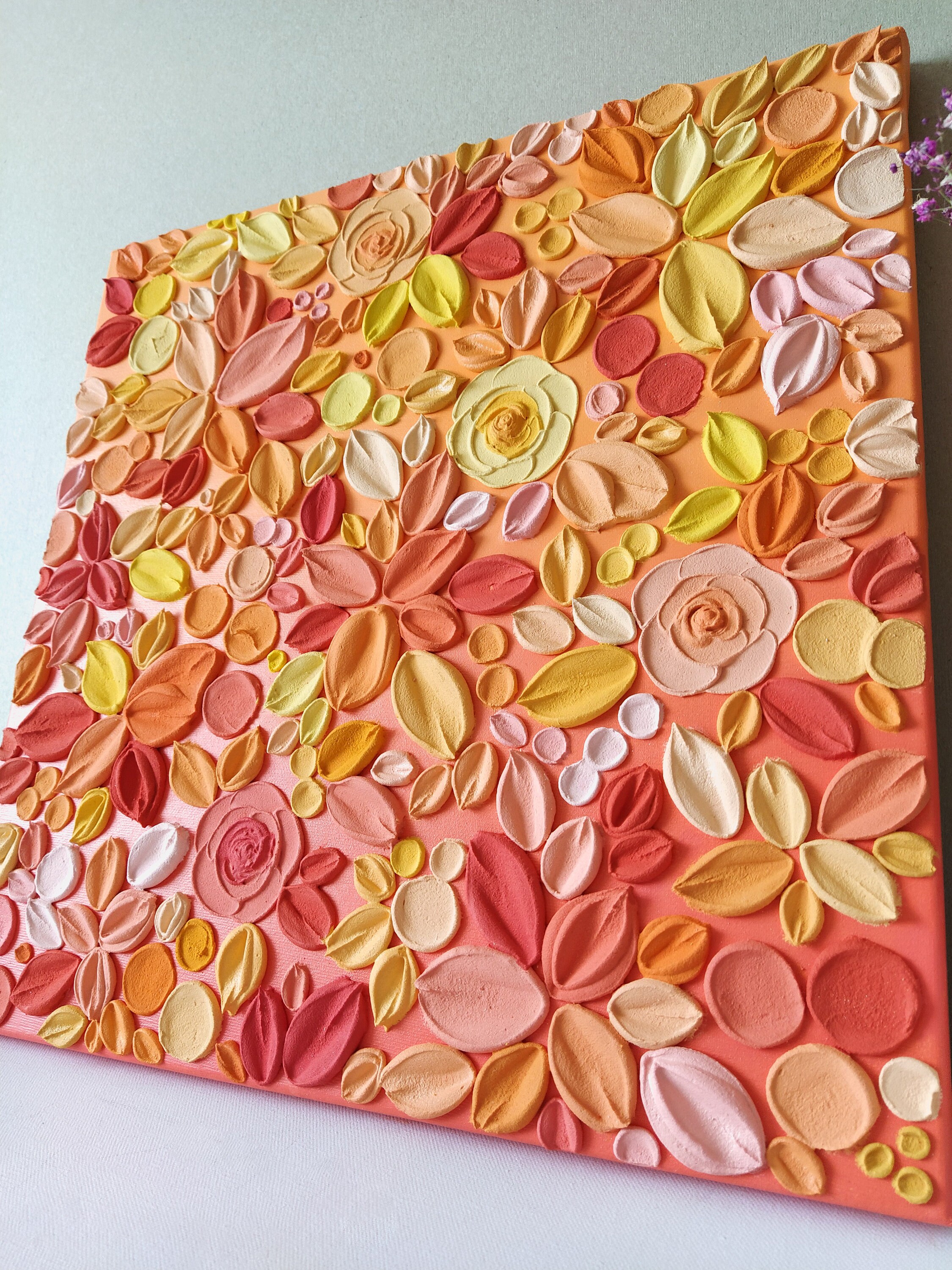 Textured Painting. Texture Floral Art. Textured Flower Painting. Wall ...