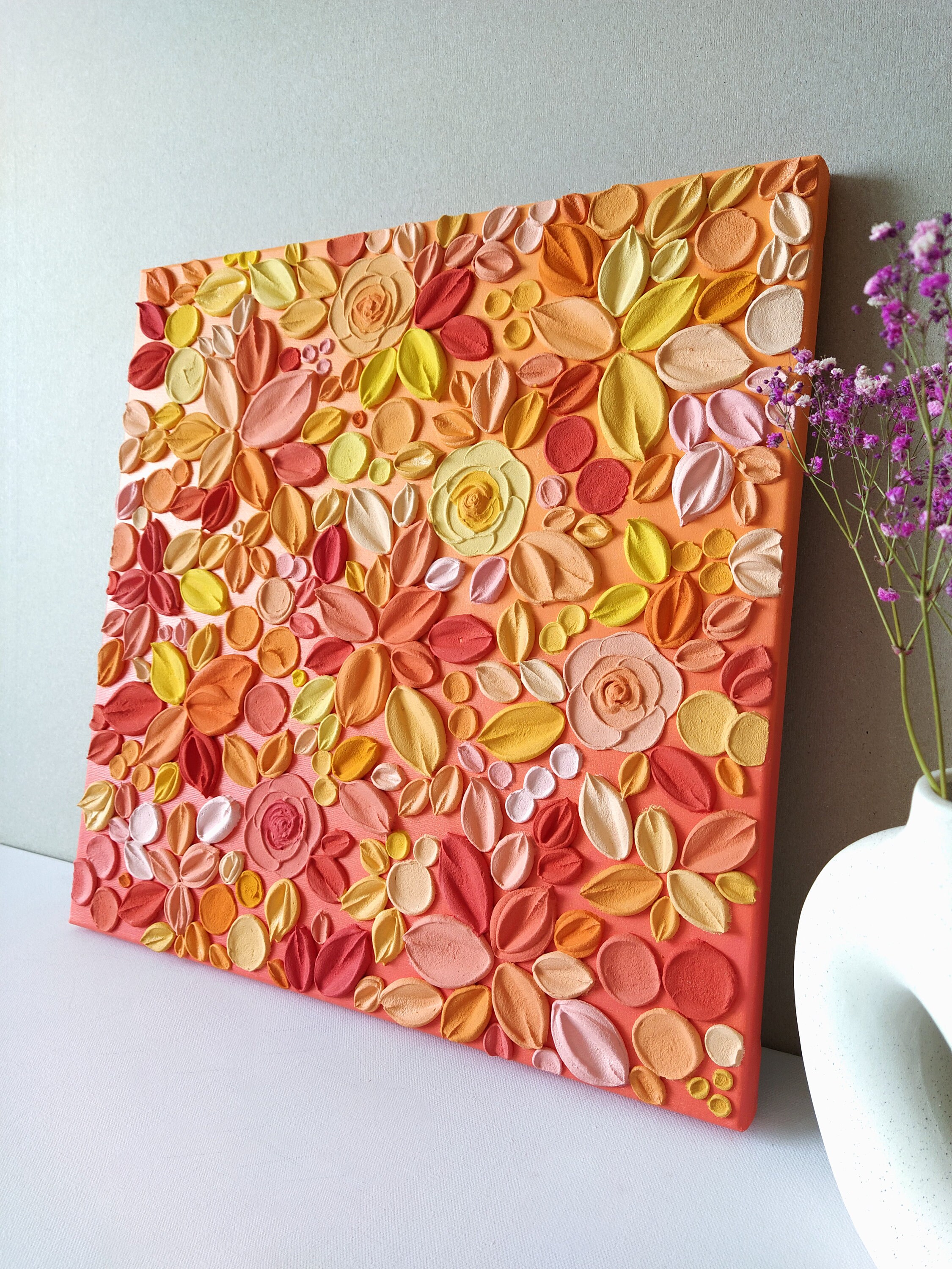 Textured Painting. Texture Floral Art. Textured Flower Painting. Wall ...