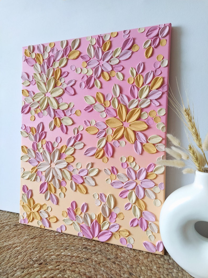 Textured Painting. Texture Floral Art. Textured Flower Painting. Wall ...