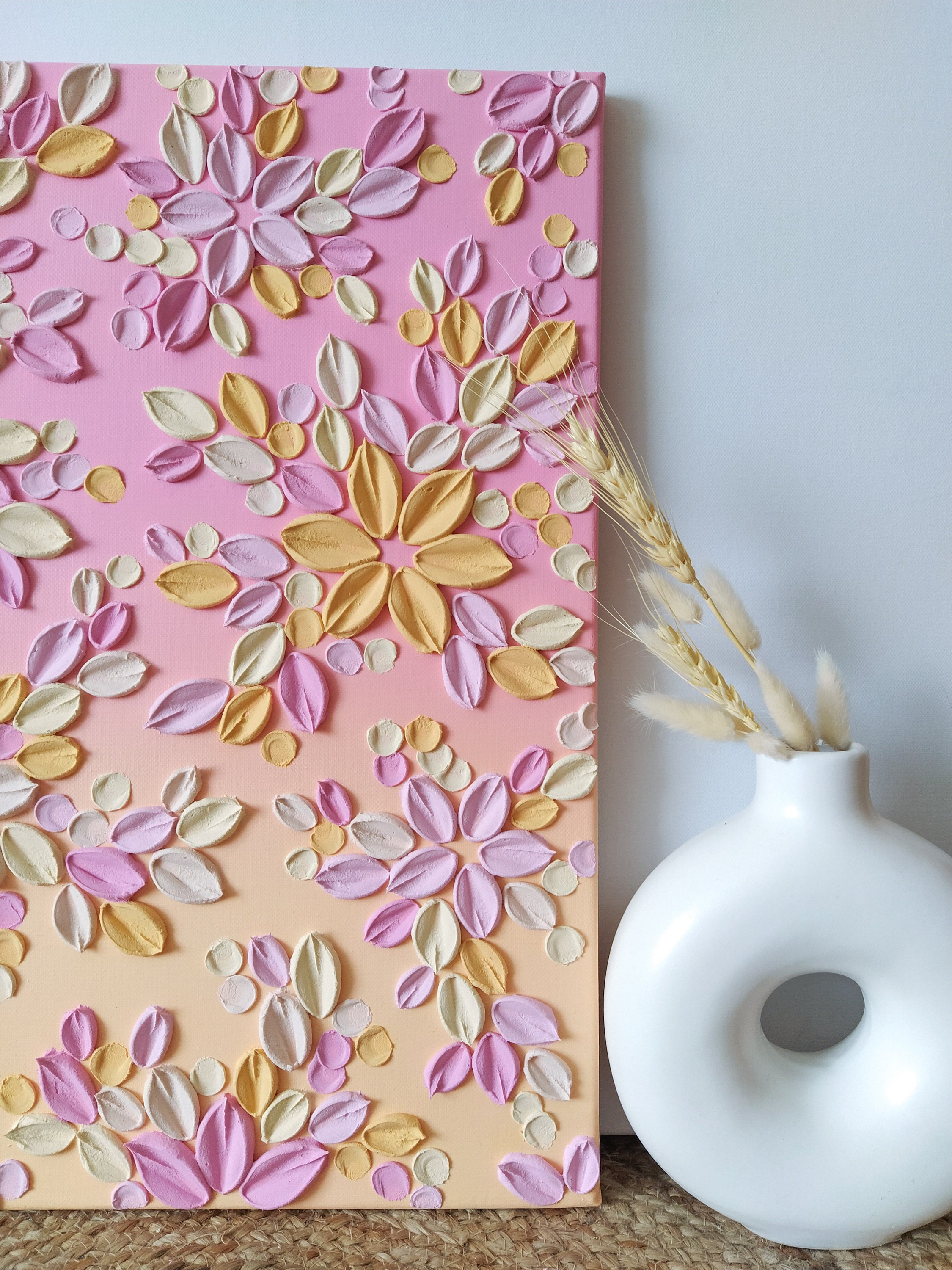 Textured Painting. Texture Floral Art. Textured Flower Painting. Wall ...