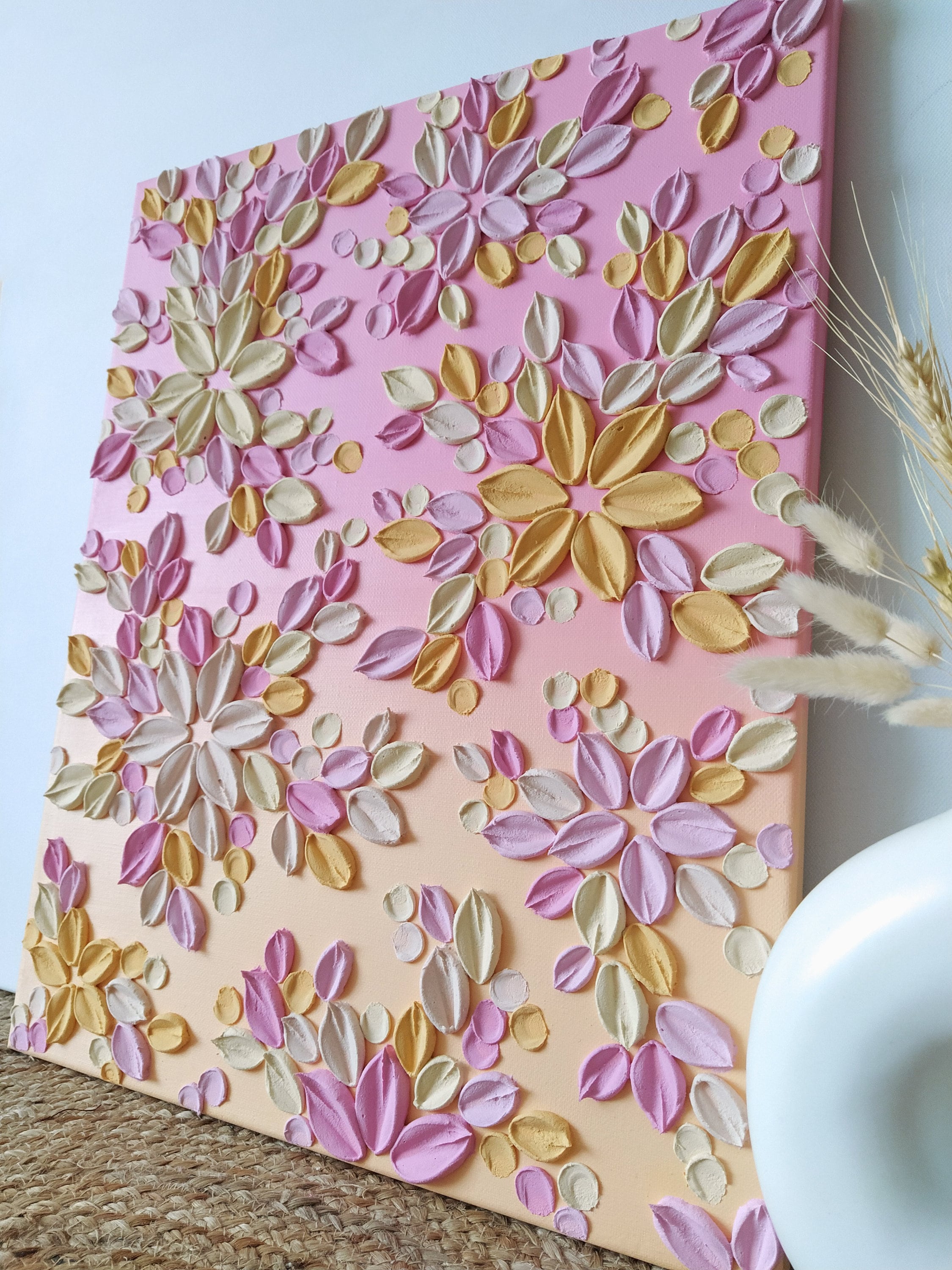 Textured Painting. Texture Floral Art. Textured Flower Painting. Wall ...