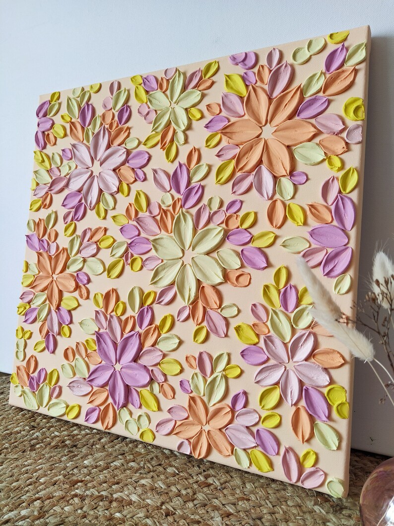 Textured Painting. Texture Floral Art. Textured Flower - Etsy
