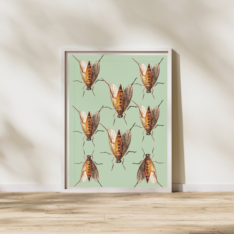 Vintage Poster, Jade Green ,blowfly,insect Flies, Fine Art,illustration ...