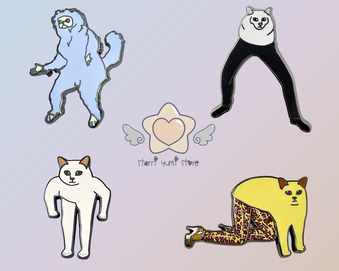 Meme Cat Pin Set With 5 Enamel Anthropomorphic Pins, Cute Novelty ...