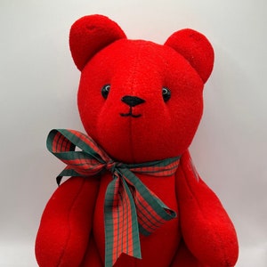 Vintage Handmade Red Felt Teddy Bear With Moveable Legs and Arms and ...