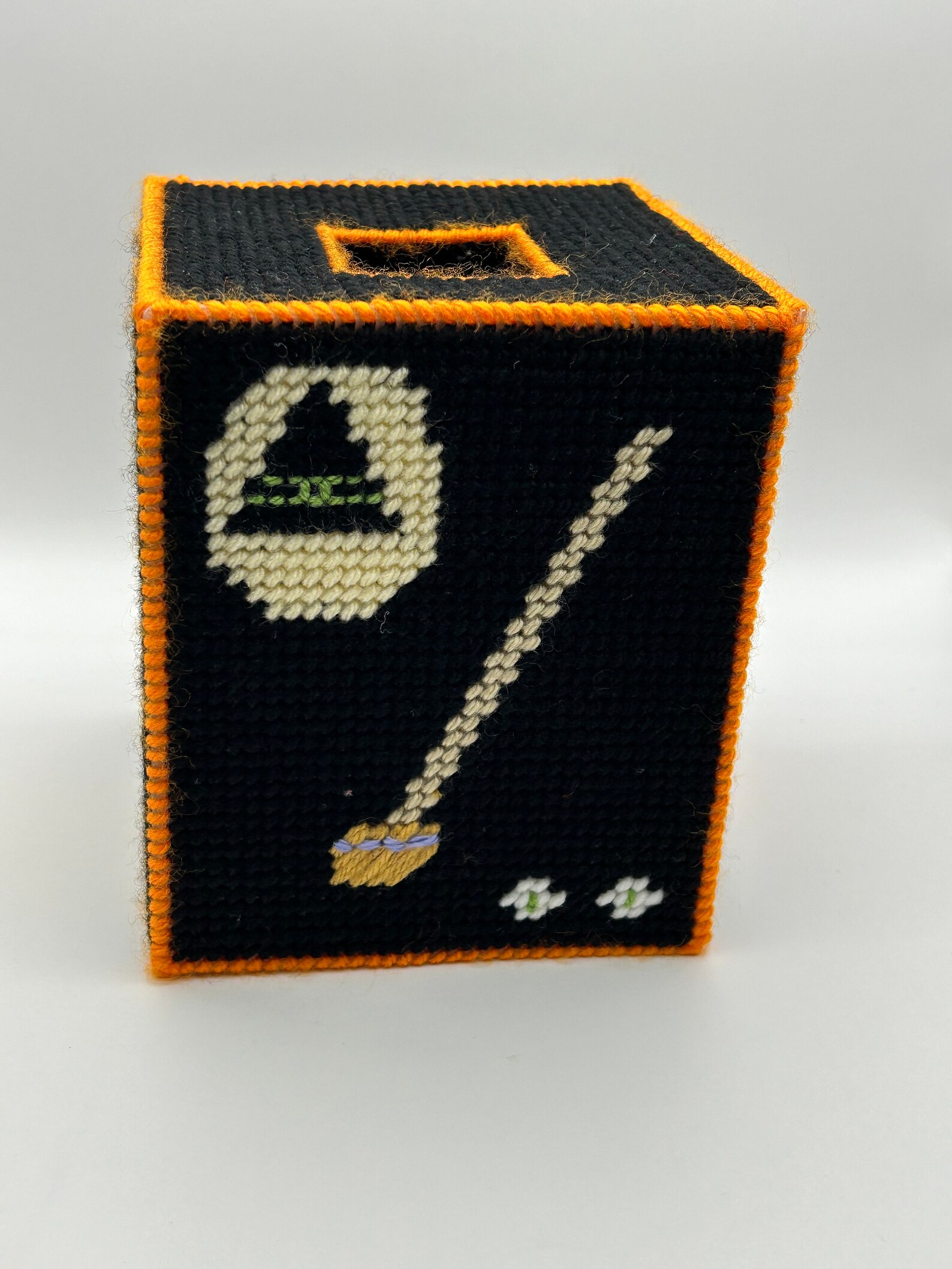 Vintage Hand Made Tissue Box Cover With Halloween Ghost, Jack-o-lantern ...