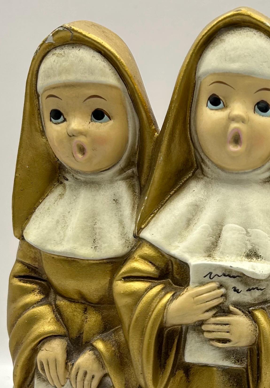 Vintage Three Nuns Mid Century Made in Japan Ceramic Paper Mache Gold ...