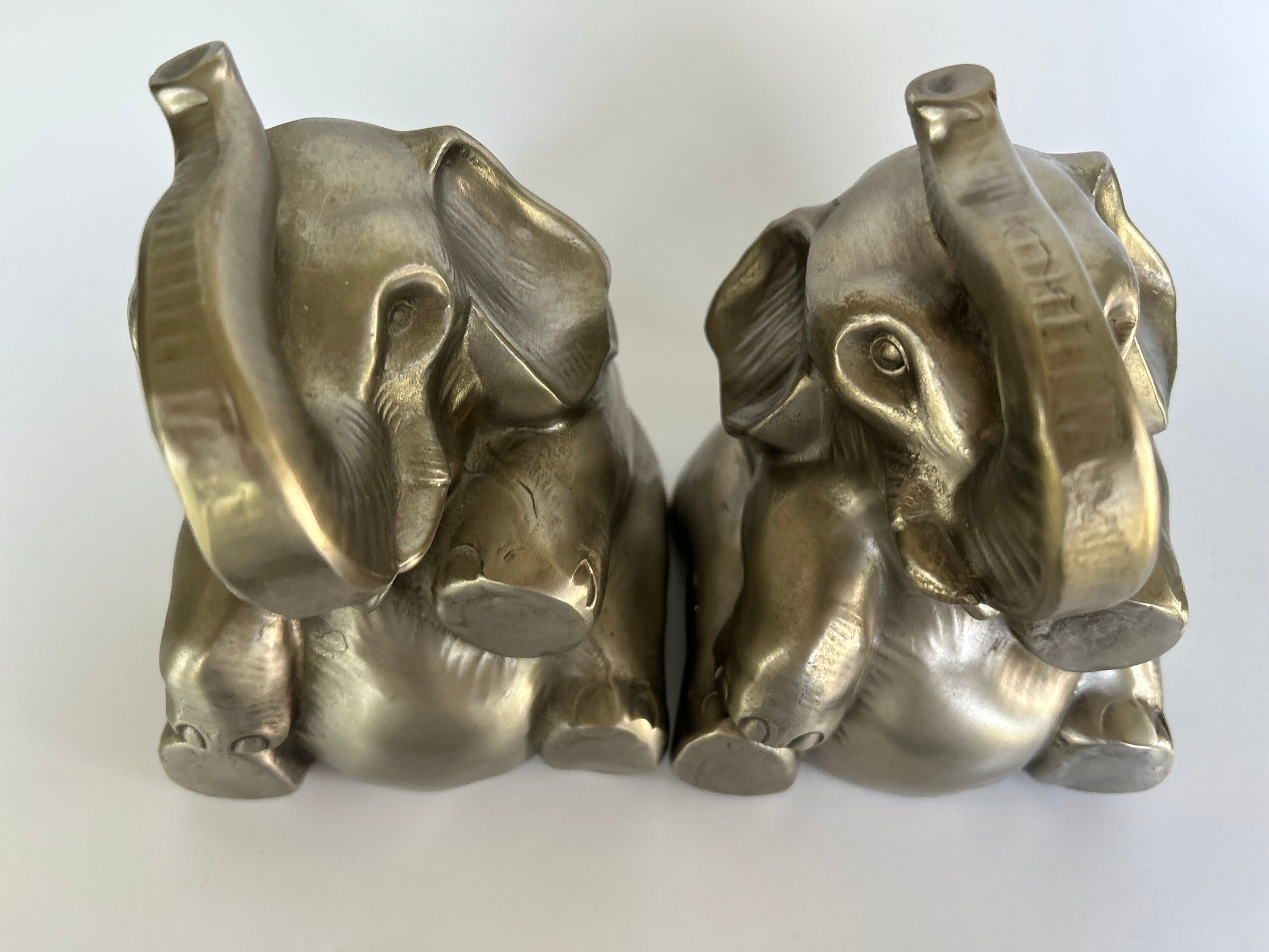 Vintage Set of Pewter Elephant Bookends - Etsy