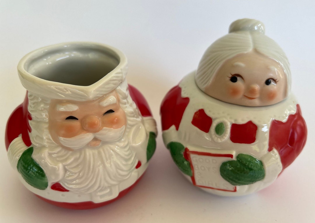 Vintage 1983 Avon Ceramic Santa and Mrs. Claus Sugar and Creamer Set - Etsy
