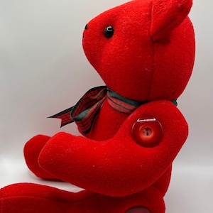 Vintage Handmade Red Felt Teddy Bear With Moveable Legs and Arms and ...