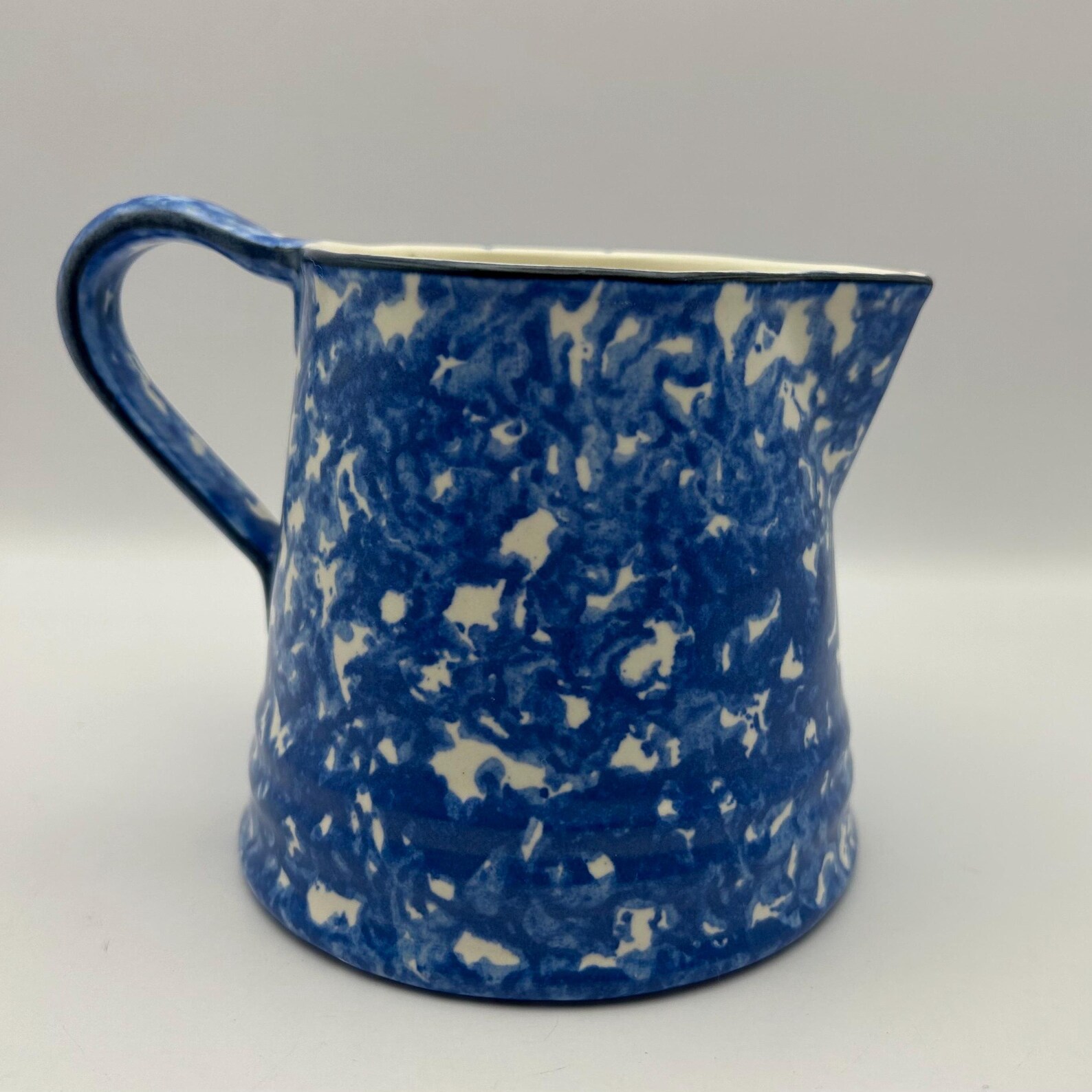 Vintage Cream Pitcher, Stangl Pottery, Vintage Blue Spongeware Pitcher ...