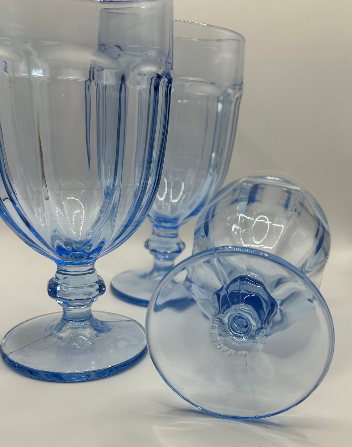 Libbey Duratuff Gibraltar Misty Blue 7" Iced Tea Heavy Pressed Glass ...