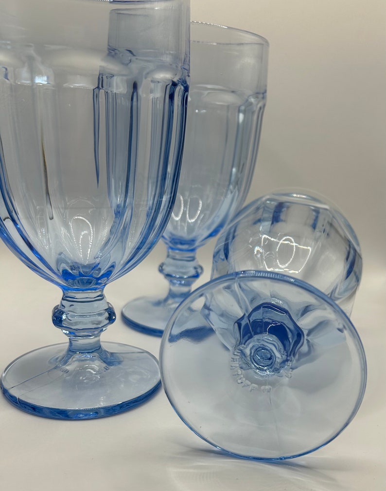 Libbey Duratuff Gibraltar Misty Blue 7" Iced Tea Heavy Pressed Glass ...