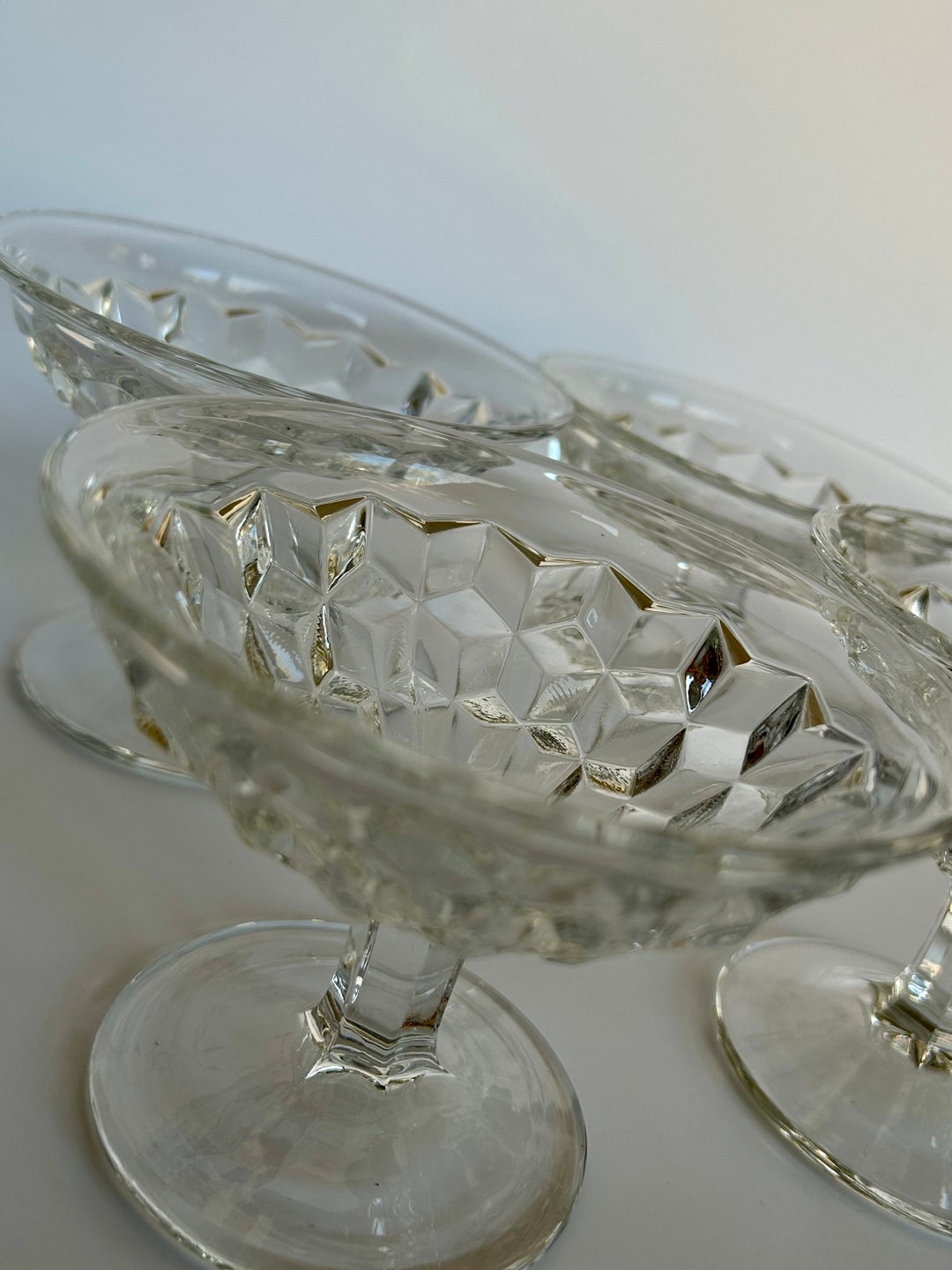 Vintage Fostoria American Clear Glass Cubic Design Sherbert of ...