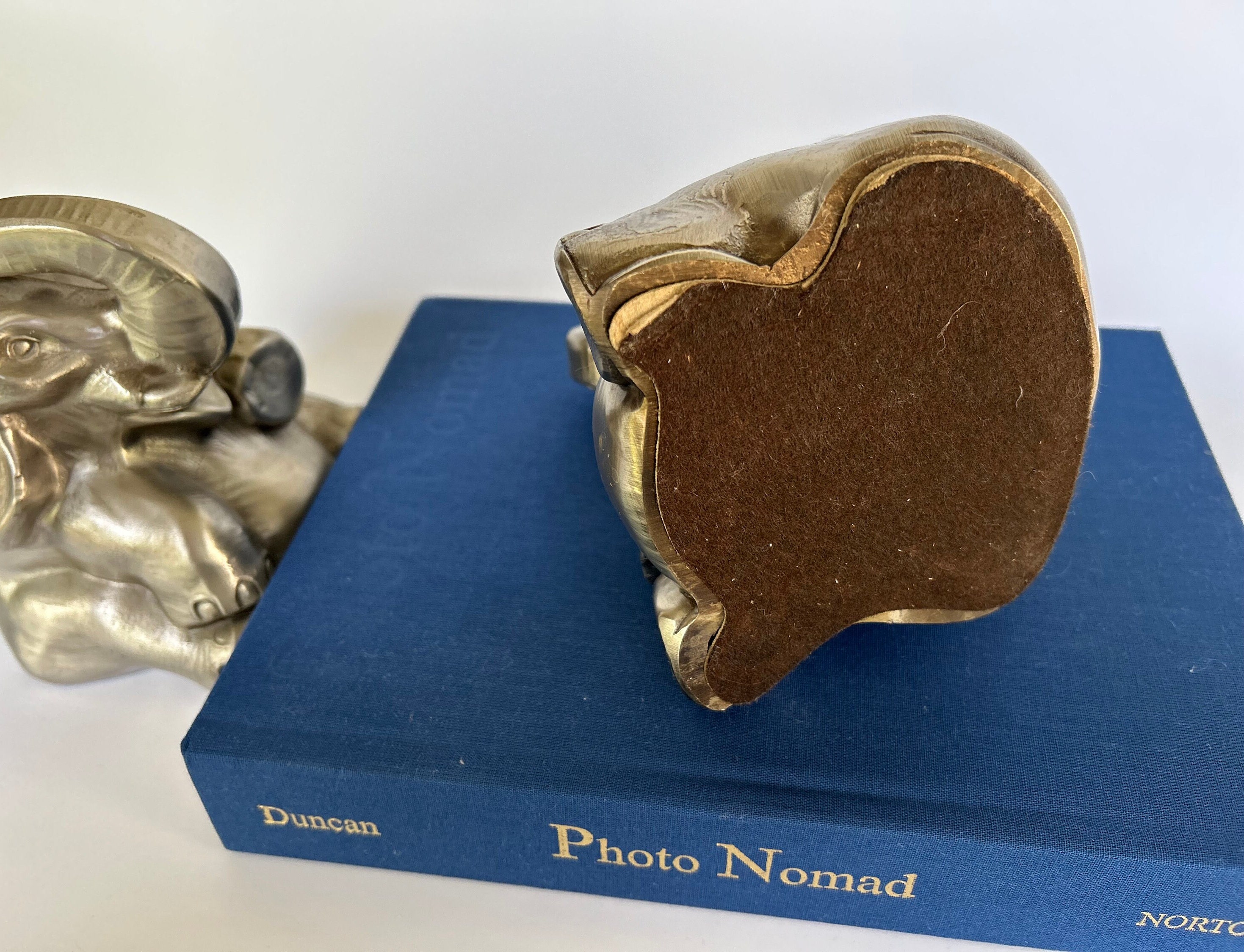 Vintage Set of Pewter Elephant Bookends - Etsy