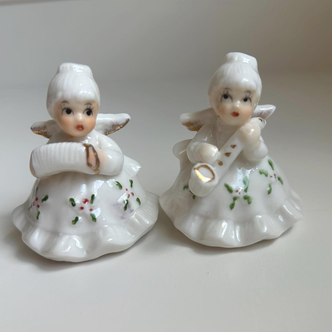 Vintage Napco Christmas Angels With Instruments Musical Holiday Decor ...